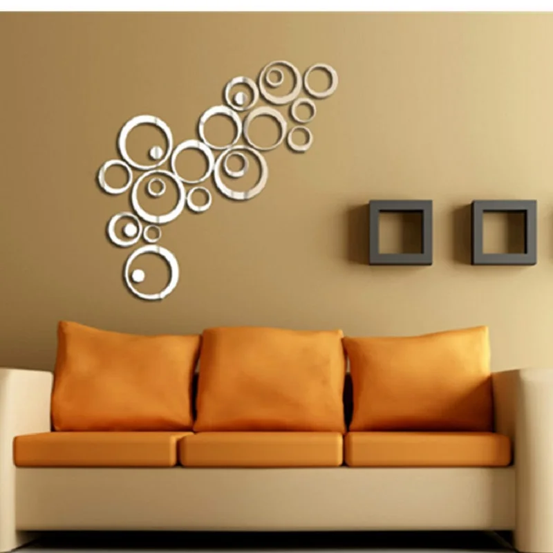 DIY 3D Mirror Plastic Wall Stickers Creative Circle Ring Home Decor for ...