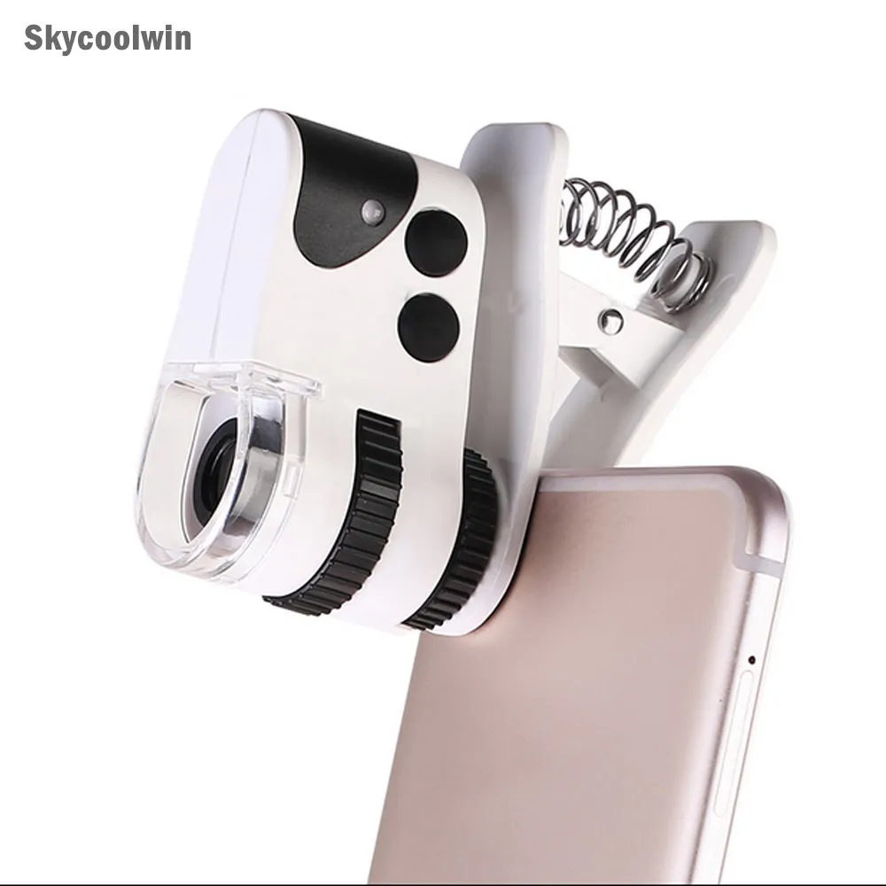 Skycoolwin 50X loupe Universal Cell Phone Microscope With LED Light ...