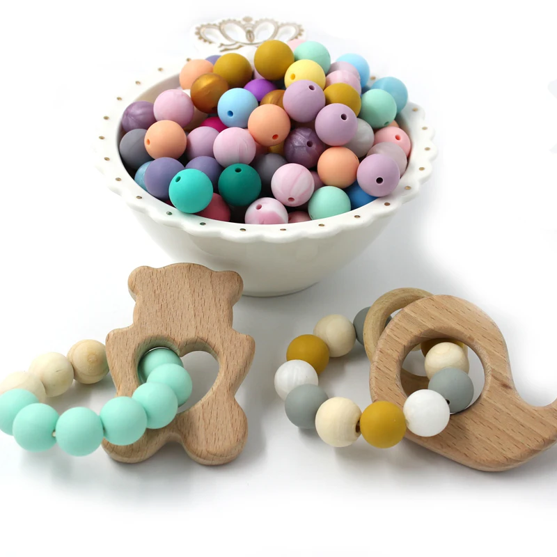 30pc Size 15mm Silicone Beads For Baby Teether Silicone Round Teething ...