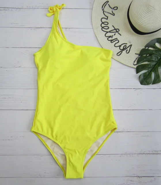 Zpdwt 2018 Sexy Monokini Yellow Swimsuit One Piece Swimwear Women One