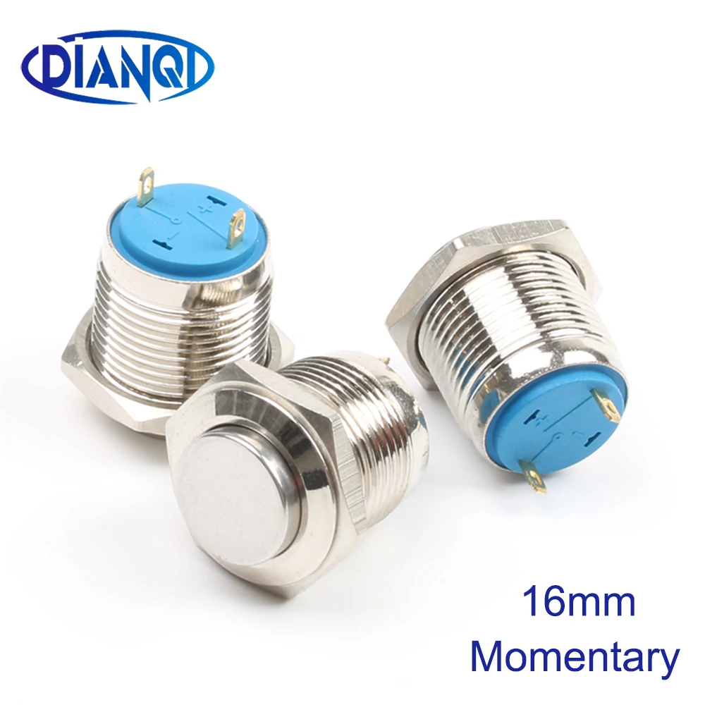 16mm metal press push button waterproof nickel plated brass button ...