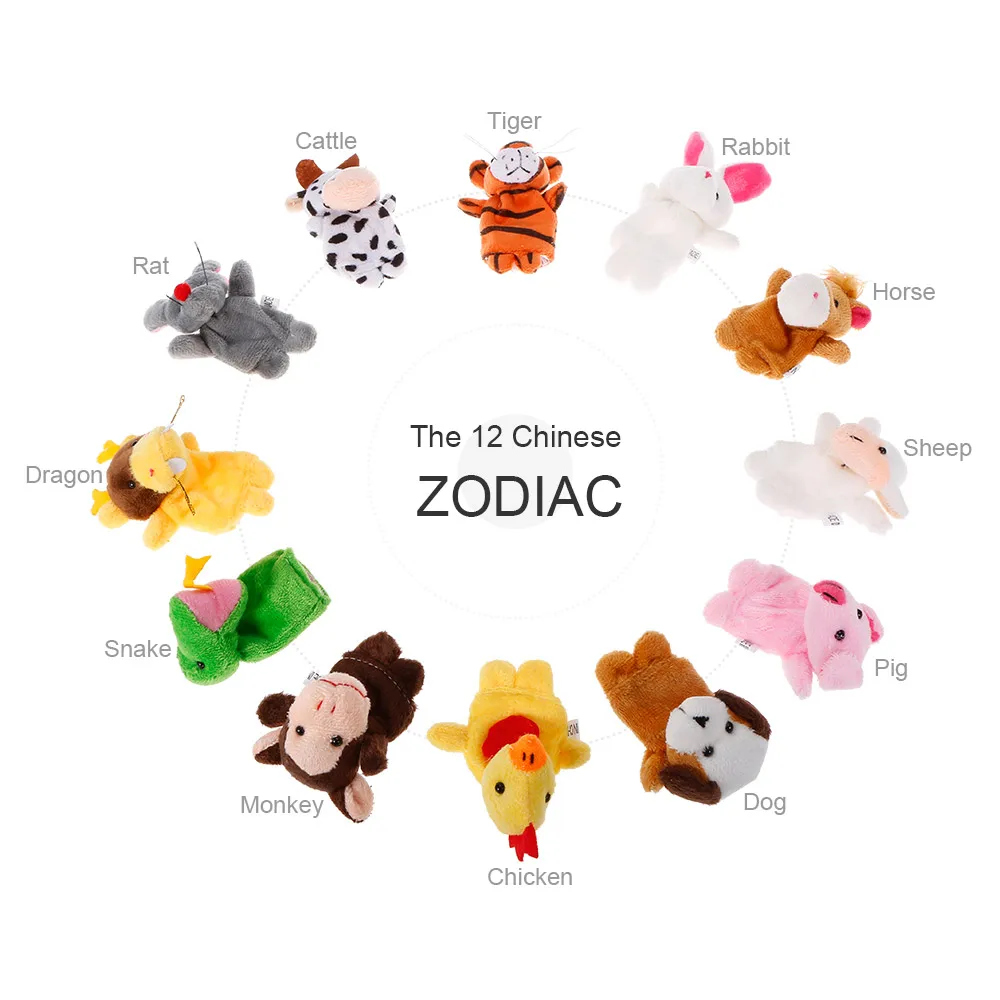 12pcs/set 12 Zodiac Animals Models Animal Puppet Animals Finger Means ...