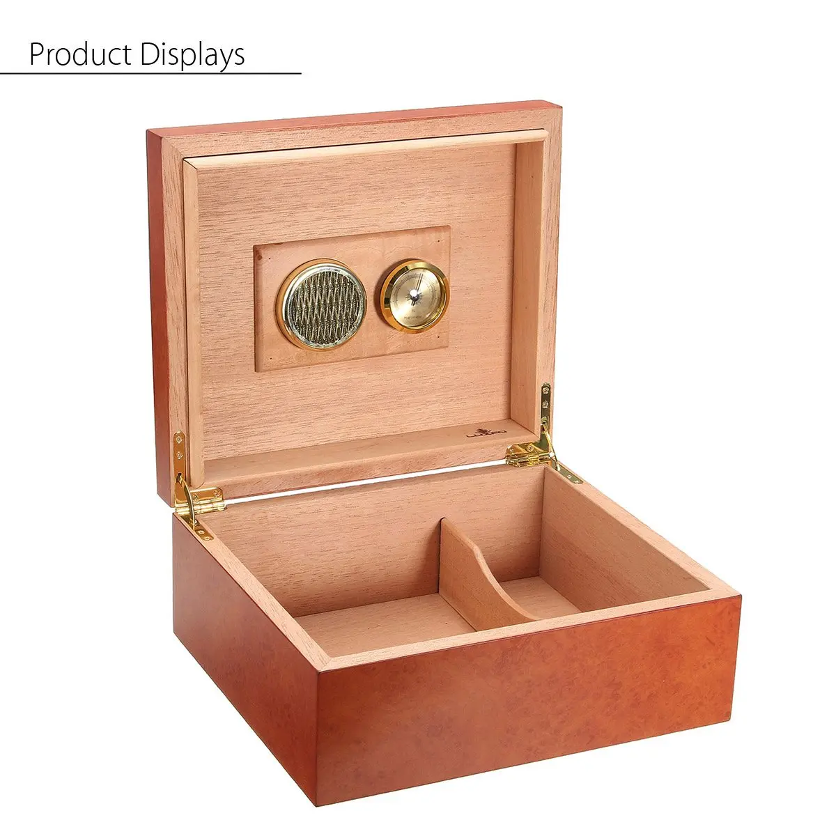30 Count Cedar Wood Lined Cigar Humidor Case Humidifier - Lightershop ...