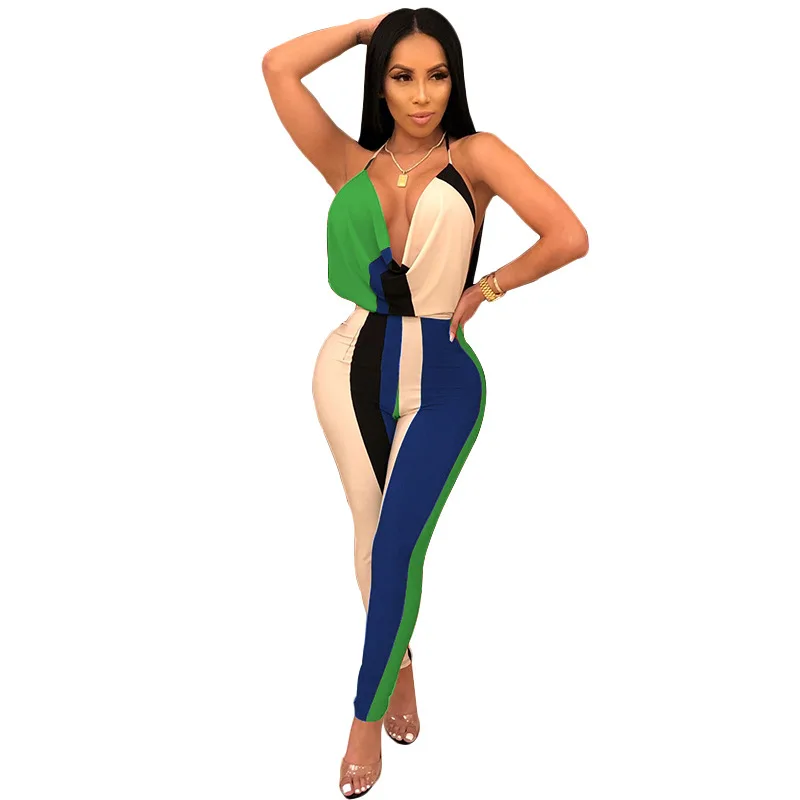 Smfolw Fashion Splice Striped Rompers Womens Jumpsuit 2018 Summer Club
