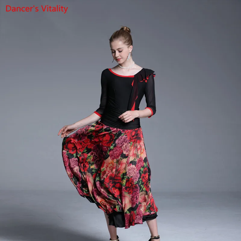 Lady Ballroom Dancing Suit Modern Dance Competition Costume Women Waltz ...