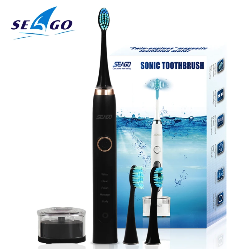 SEAGO Smart Sonic Toothbrush Black Rechargeable Power Electronic ...