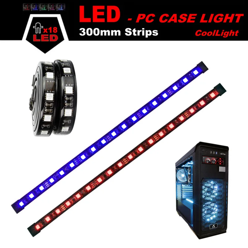 ALSEYE Computer Case LED Light SMD 5050 Magnetic 30cm Silicone Dual LED ...