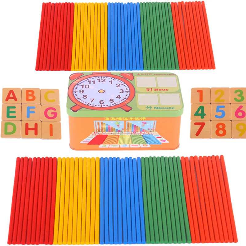 100pcs Colorful Bamboo Counting Sticks Mathematics Montessori Teaching ...