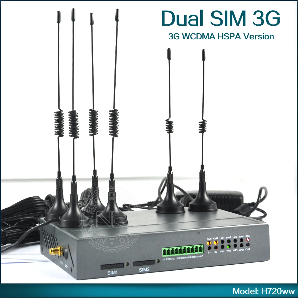 H720 Industrial Wireless 3g Dual Sim Router Sim Slot Two Modem Wcdma ...