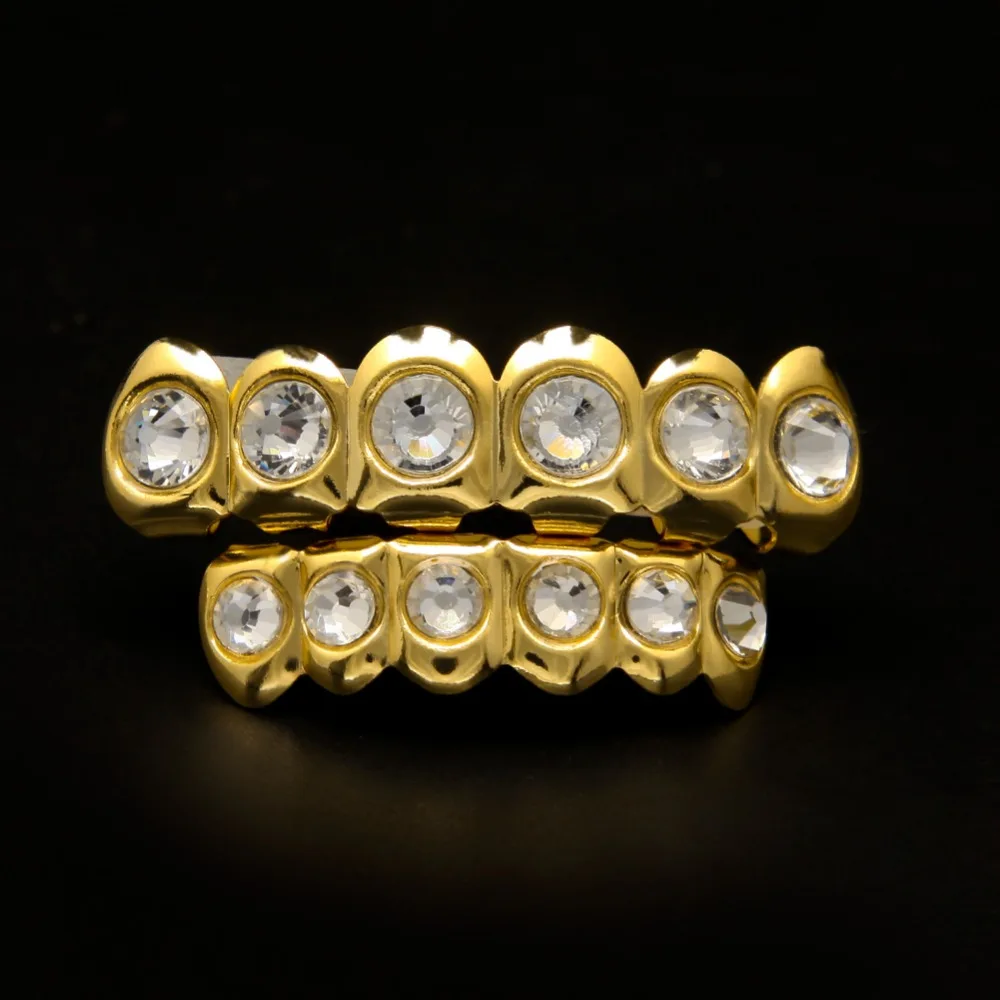 Rhinestone Iced Out Silicone Vampire Teeth Hip Hop Bling Golden Teeth