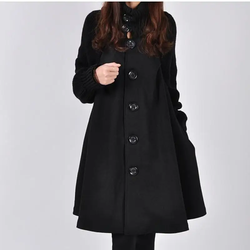 Winter Wool Coat Women 2017 Wool Blends Lady Woolen Jacket Turtleneck