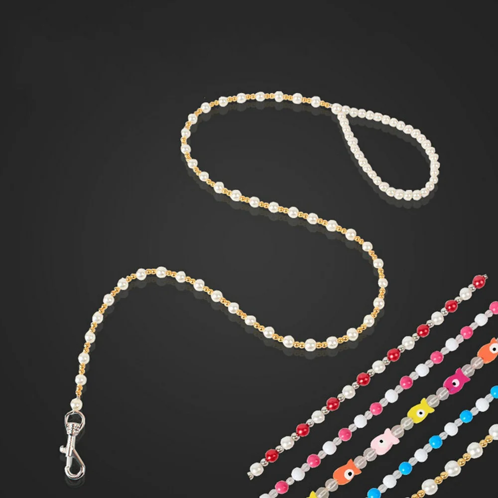 Dogs Puppy Pearl Traction Rope Chain Walking Lead Leash Handle supplies ...