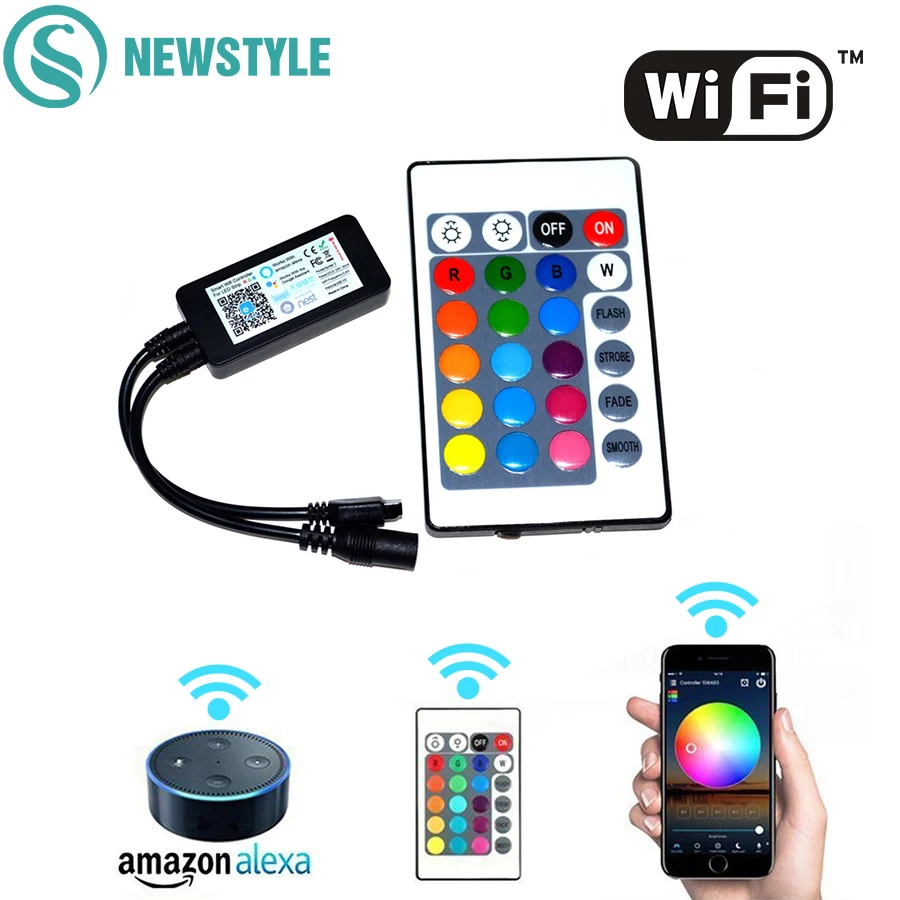 DC 5V 24V Mini WIFI RGB LED Controller IOS/Android Smart Phone Wireless ...
