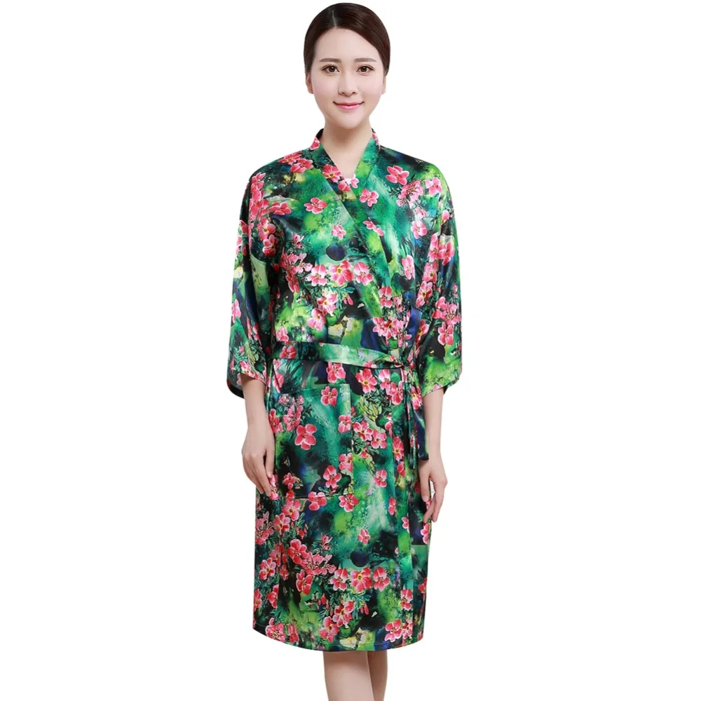 Salon Client Gown Robe Plum Blossom Pattern Black Smock Kimono ...