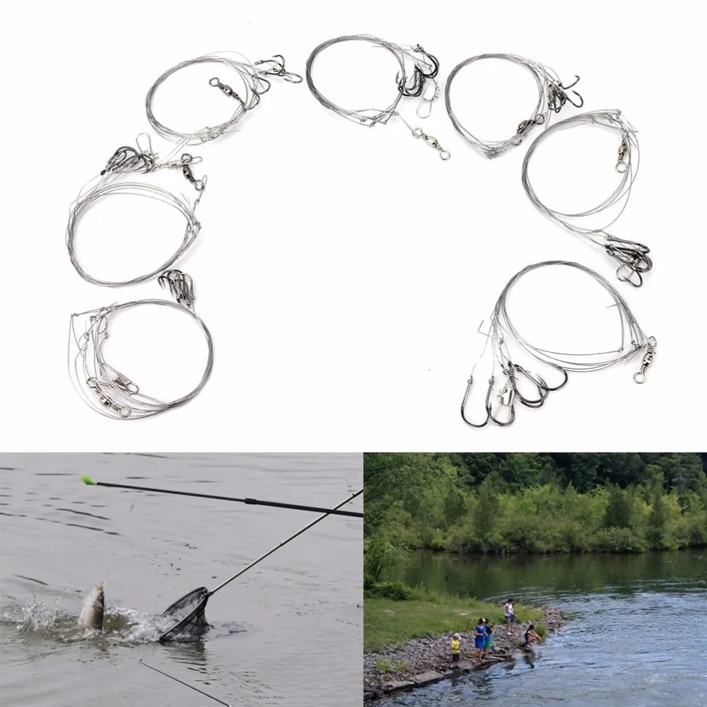 3bags-Fishing-Line-Steel-Wire-Leader-With-Swivel-Fishing-Accessory ...