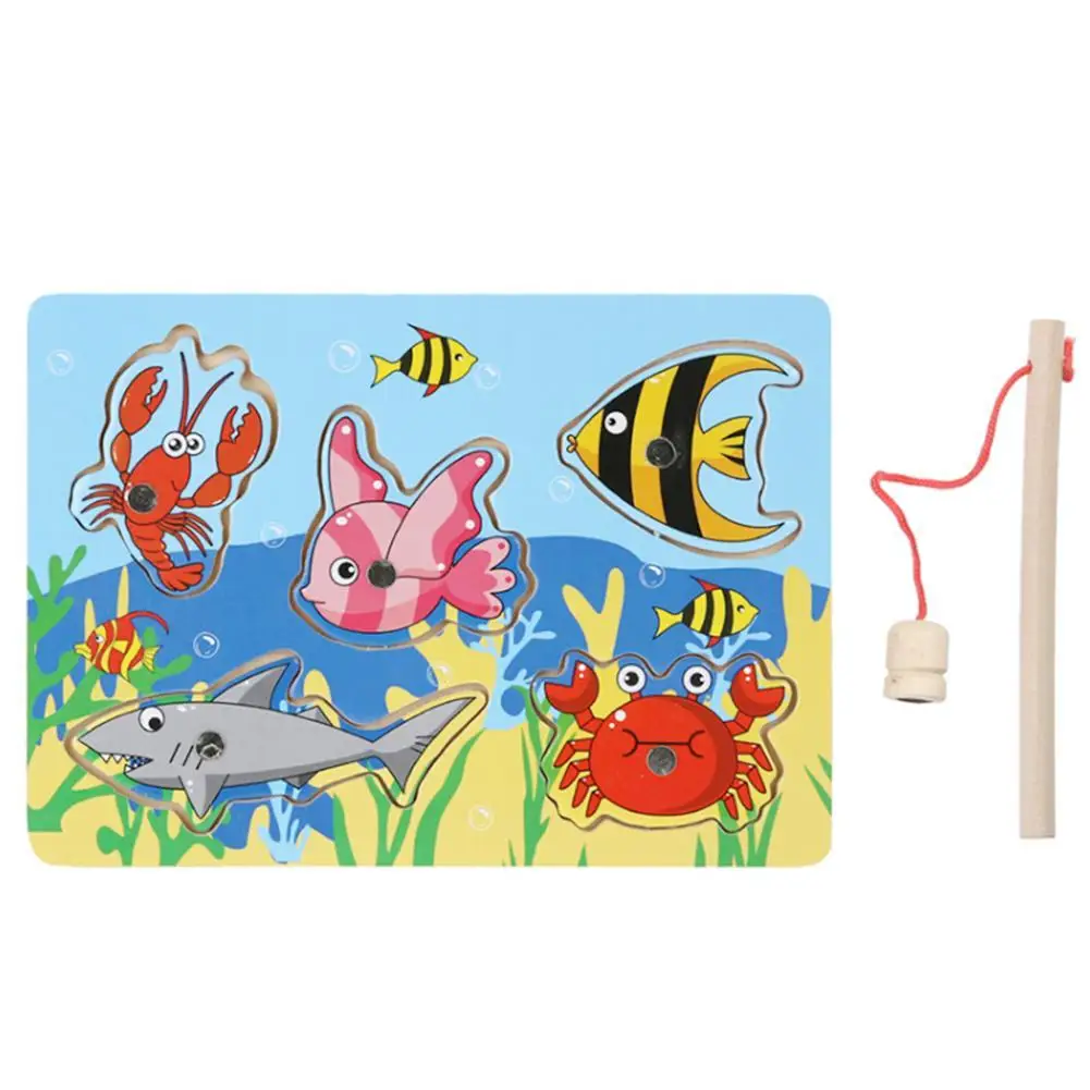 Magnetic Fishing Toy Fishing Game & Jigsaw Puzzle Board Juguetes Fish ...