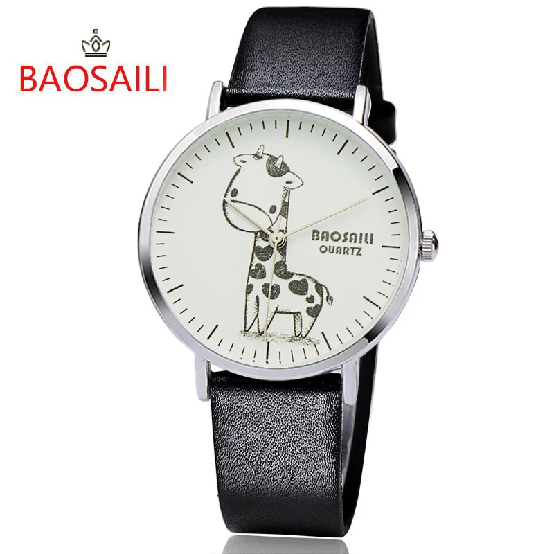 cartoon watch women watches kids quartz Giraffe Design boy clock girl ...