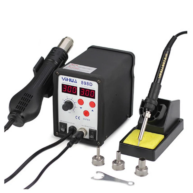 YIHUA 898D SMD Soldering station rework machine with hot air gun solder ...