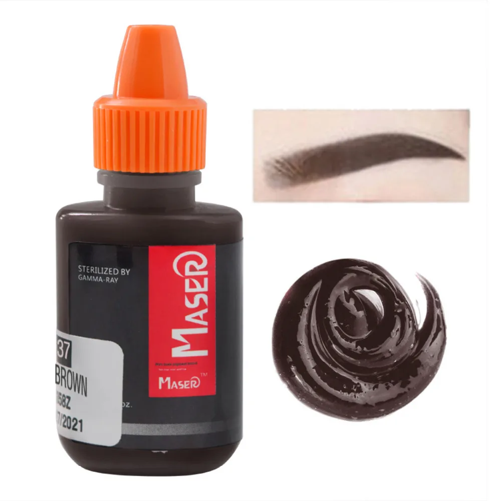 문신 안료 10ml 9937 블랙 브라운 식물 추출물 강도 유기농 무독성 눈썹 문신 마이크로 안료 영구 메이크업 잉크 타투
