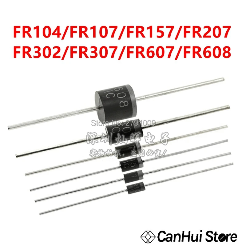 ダイオードfr104fr107 fr157 fr207 fr304 fr307 fr607 fr608,20個,送料無料|楽器パーツ ...