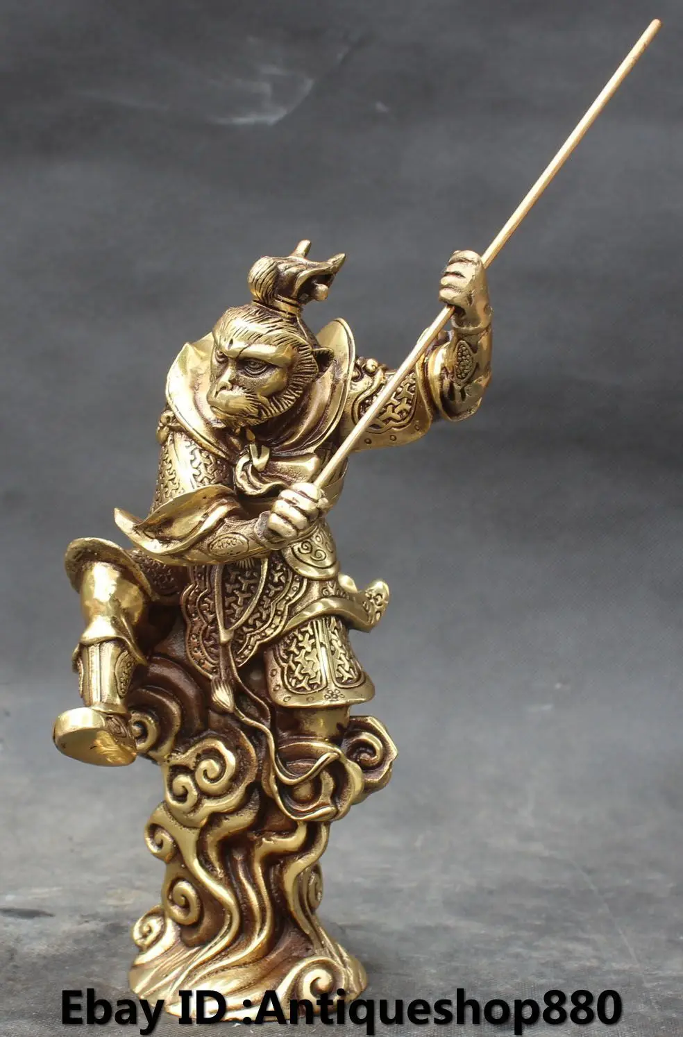 9" Chinese Folk Bronze Stand Xiyouji Monkey King Sun Wu Kong Sun Wukong ...