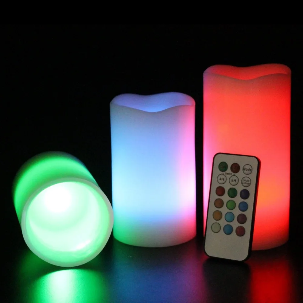 Set Of 3pcs Wedding Decoration Candle Light Remote Controlled Led