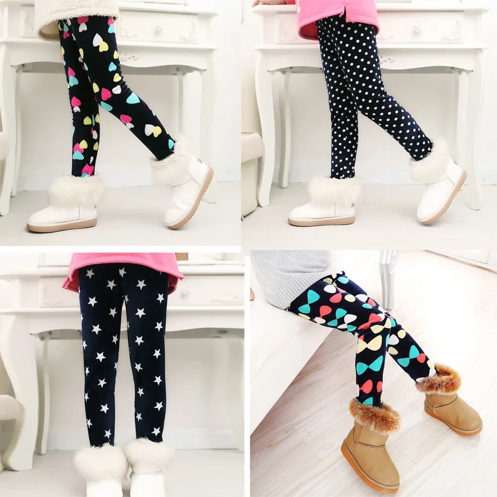 Children Girl's Winter Pants Warm Trousers Thick Velvet Leggings Kids ...