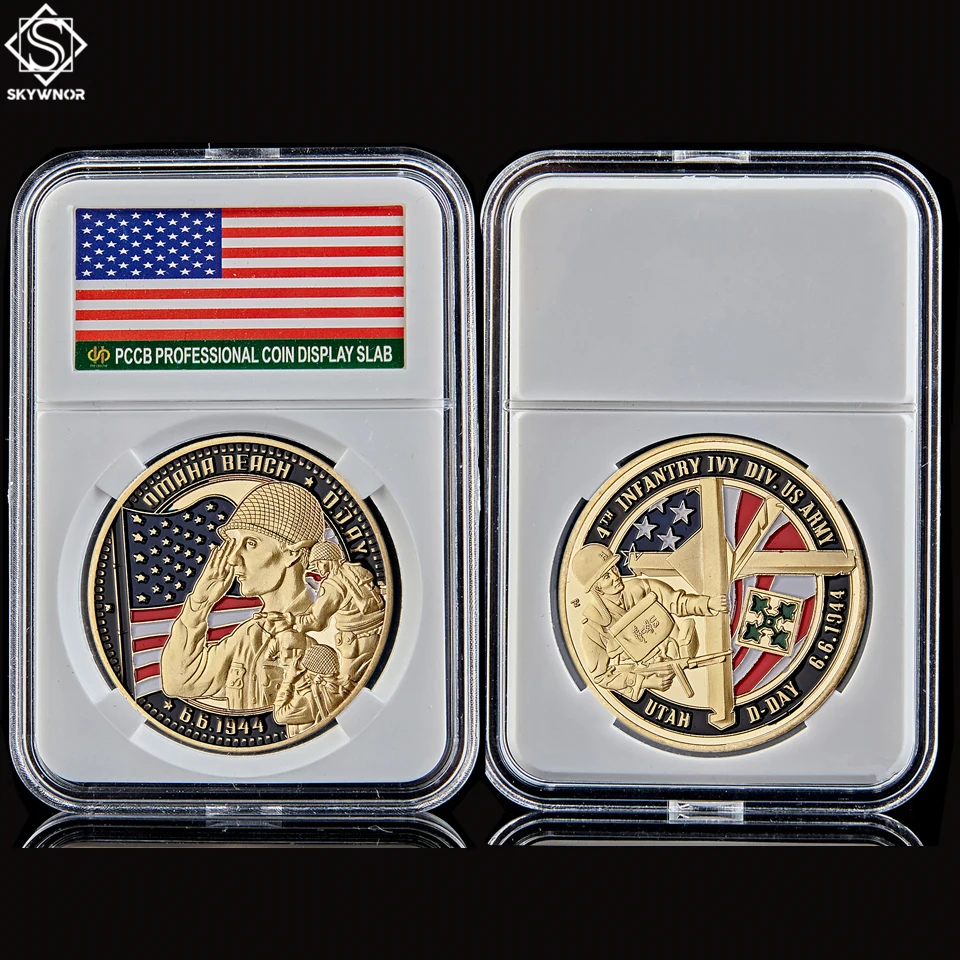 1944.6.6 Infantry Ivy Div Us Army Gold Utah D-day Challenge Coin World ...