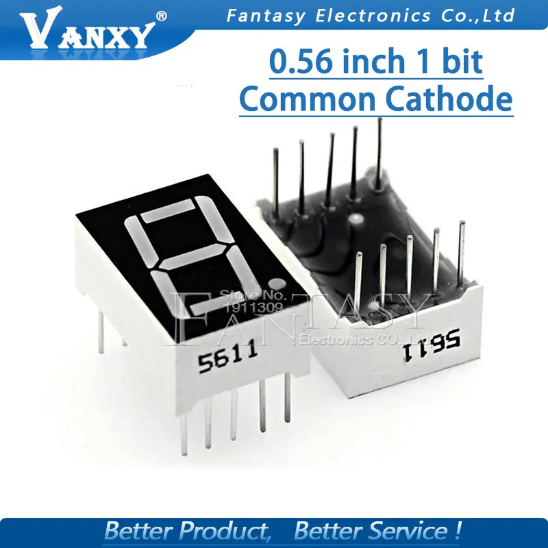 5pcs Digital Tube Segment Common Cathode Red 1 Bit Digital Tube 0 56