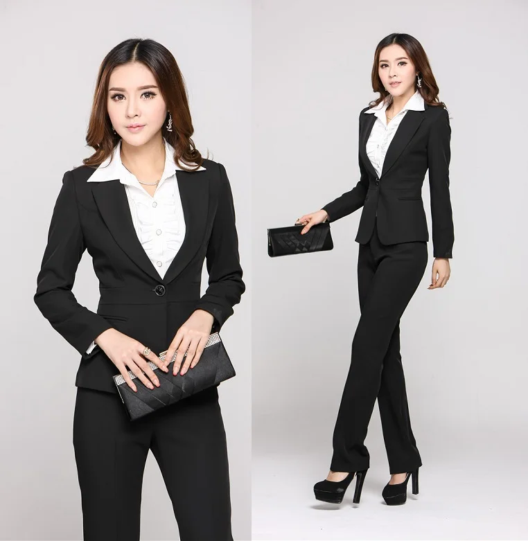 New Fashion Elegant Office Work Suits With Pants Uniform Styles 2015 ...
