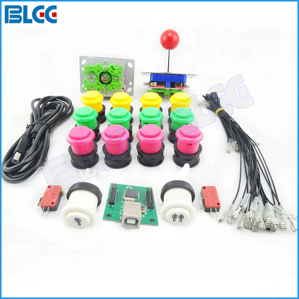 DIY Arcade Parts Bundles Kit with 12 Push Buttons,2 Joystick,2 Player ...