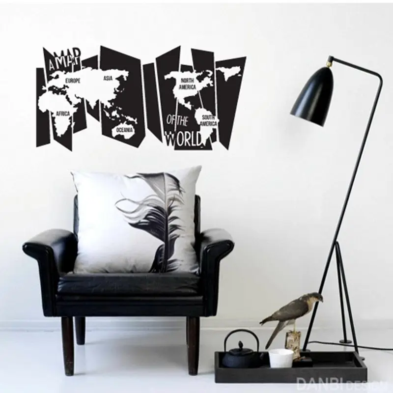 World Map Wall Stickers Large New Design Travel Trip Art Pattern Map ...