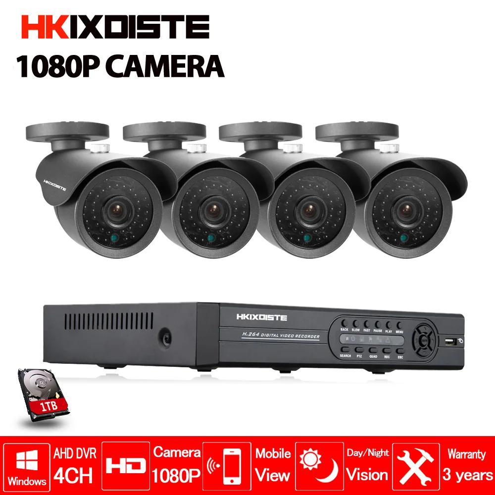 4CH CCTV Camera System 1080P HDMI DVR 4PCS 2.0 MP IR Outdoor Security ...