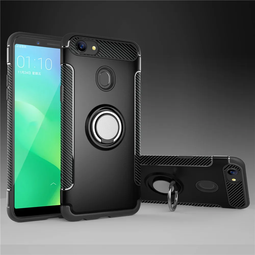 For Oppo A79 Case Cover Colorful Metal Magnetic Ring Holder Soft