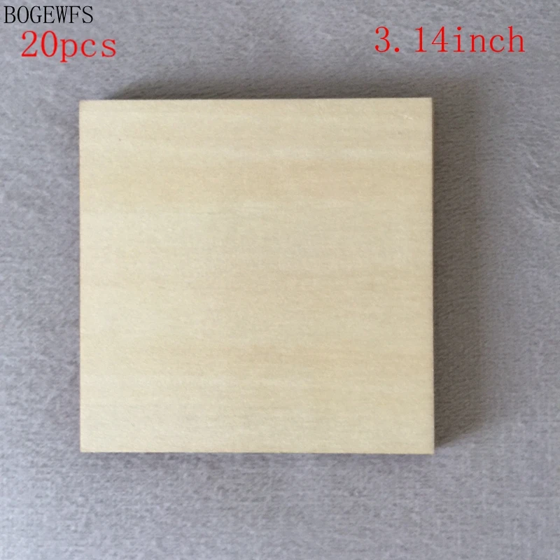 Free Shipping 20 Pcs Wood Square Blank Pcs Simple Wood Shapes Geometric ...
