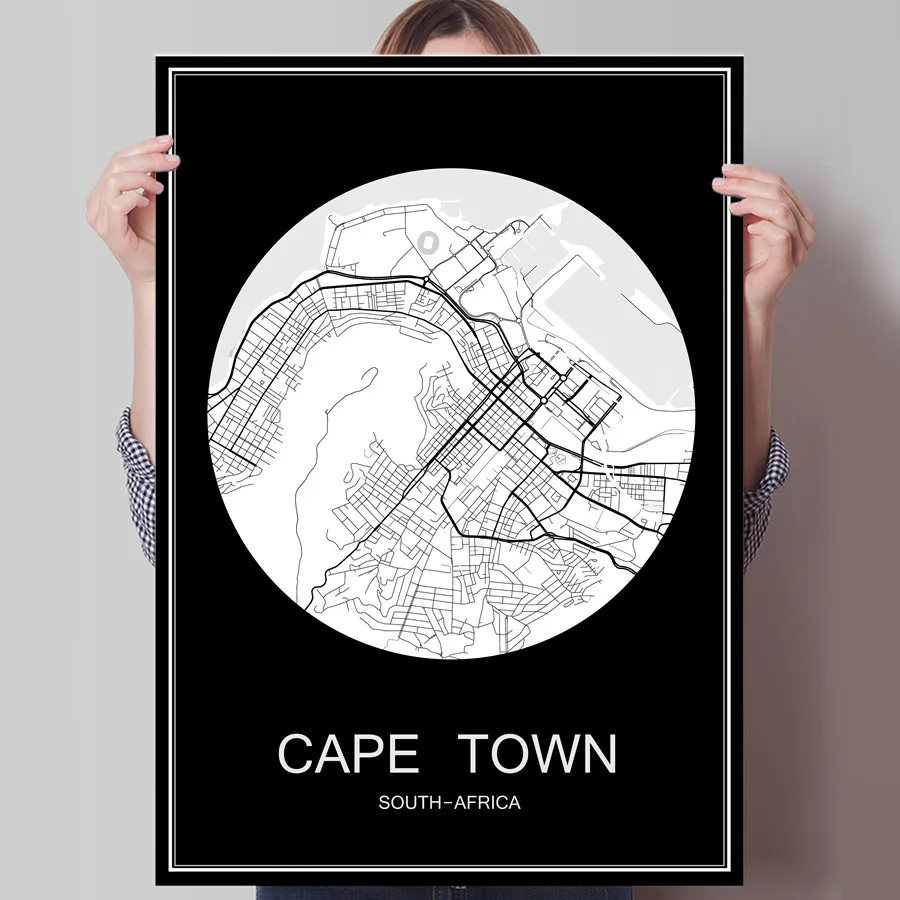 Cidade do cabo áfrica do sul mapa da cidade do mundo impressão poster ...