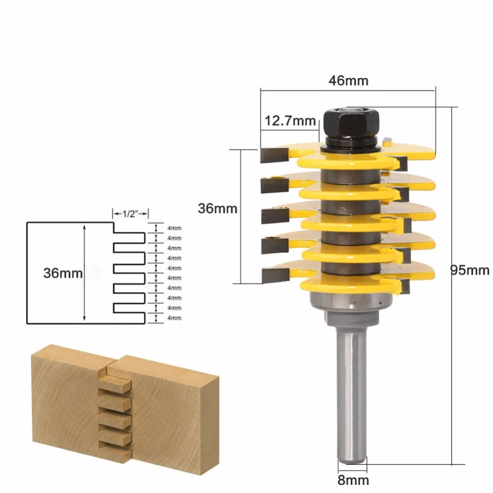 8MM-Shank-Router-Bits-For-Wood-5-Blade-T-Type-Milling-Cutter-Finger ...