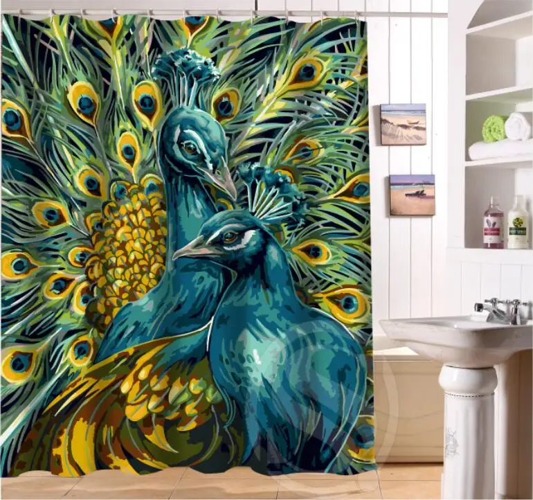 The Colourful Peacock Personalized Custom Shower Curtain Bath Curtain Waterproof More Size