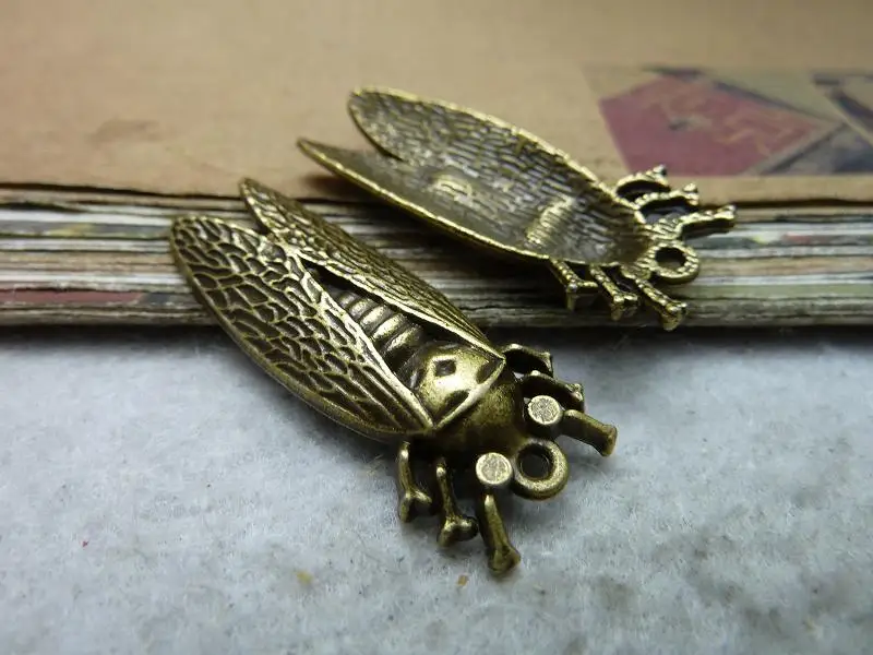 Free Shipping Ancient Bronze Insect Cicada Size 17*75mm Diy Jewelry ...