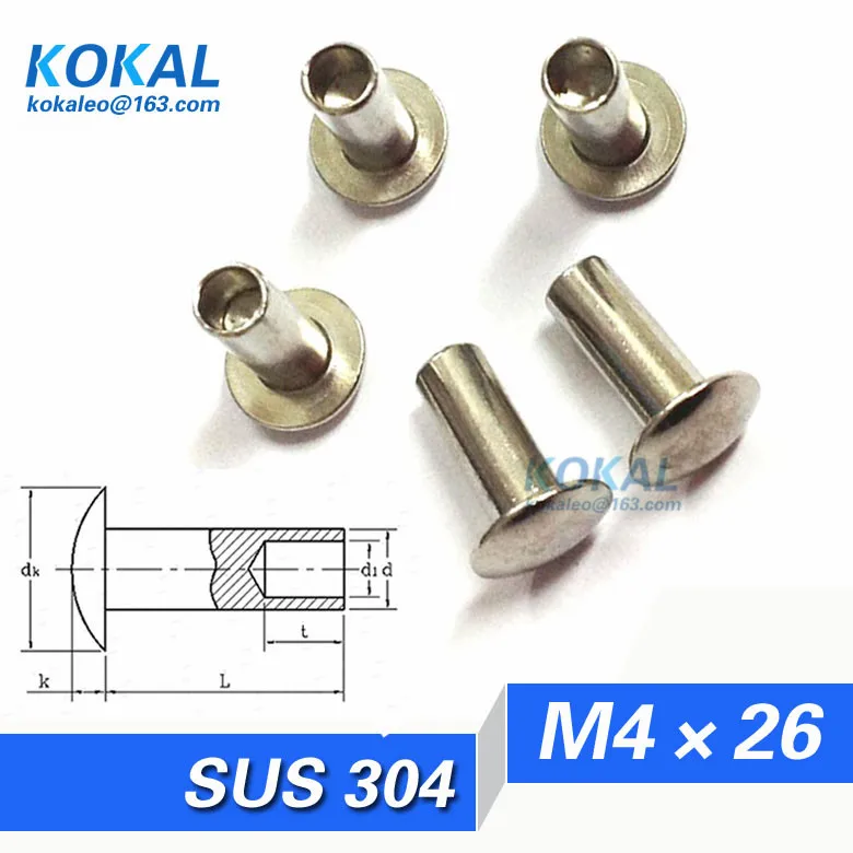 [yk304-m4*26]50pcs Free Shipping Sus304 Stainless Steel Rivet M4*26mm ...