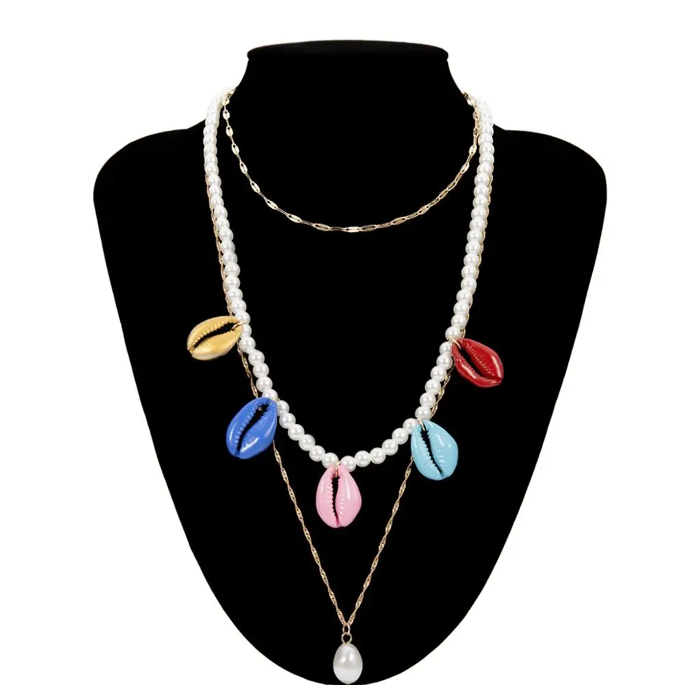 Bohemian Individual Pearl Multi-layer Collars Colorful Natural Shell ...
