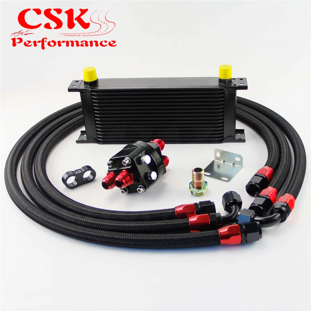 19 ROW AN 10AN UNIVERSAL ENGINE TRANSMISSION OIL COOLER +relocation KIT ...