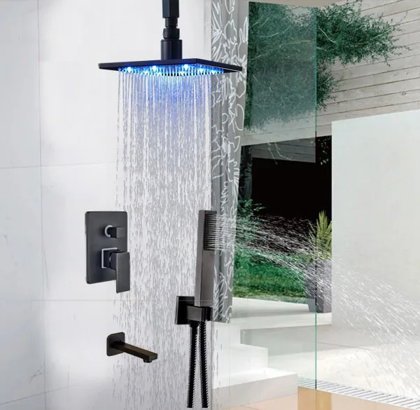 Widespread Ceiling Mounted 10 in Faucet Single Lever LED Color Shower ...