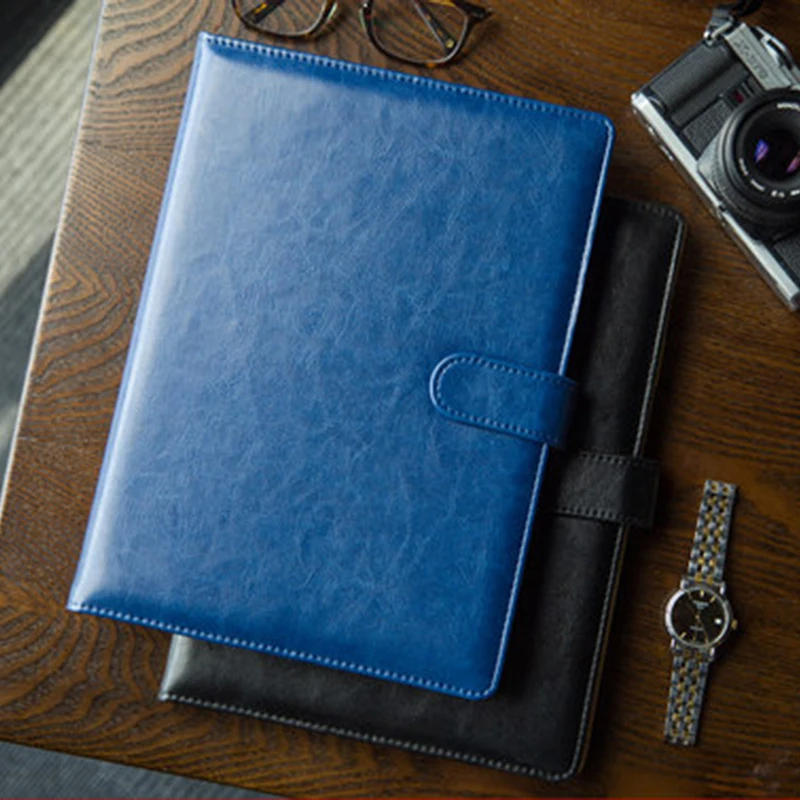 A4 A5 High grade PU leather Business Magnetic Notebook Thicken meeting ...