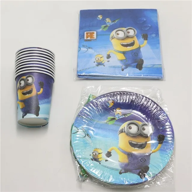 80pc Baby shower minions party set 30 paper cups glasses +30 plates ...