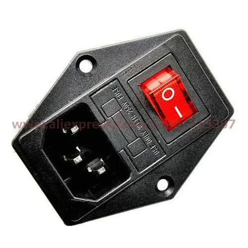 PHISCALE 3pcs AC power socket switch with light and fuse socket 10A ...