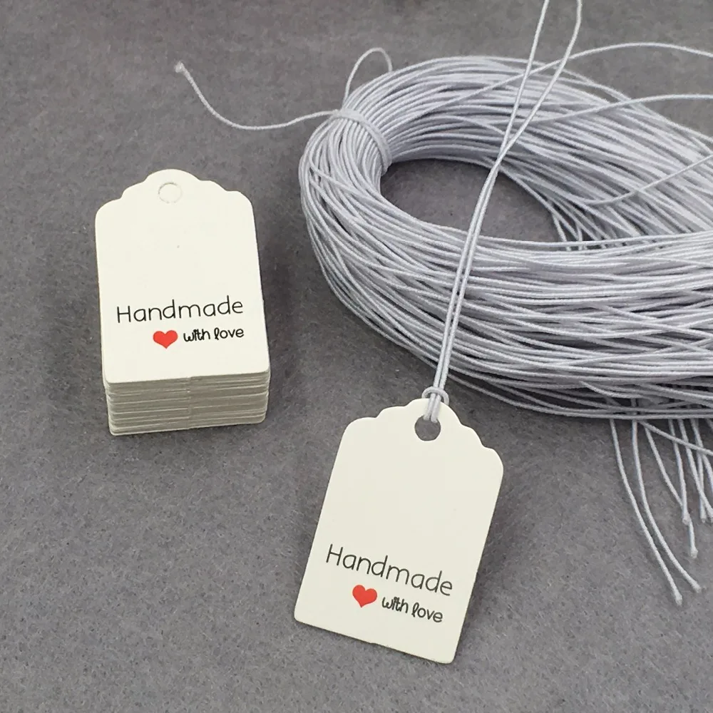 500PCS-3-2cm-white-Kraft-handmade-with-love-500PCS-strings-ropes ...