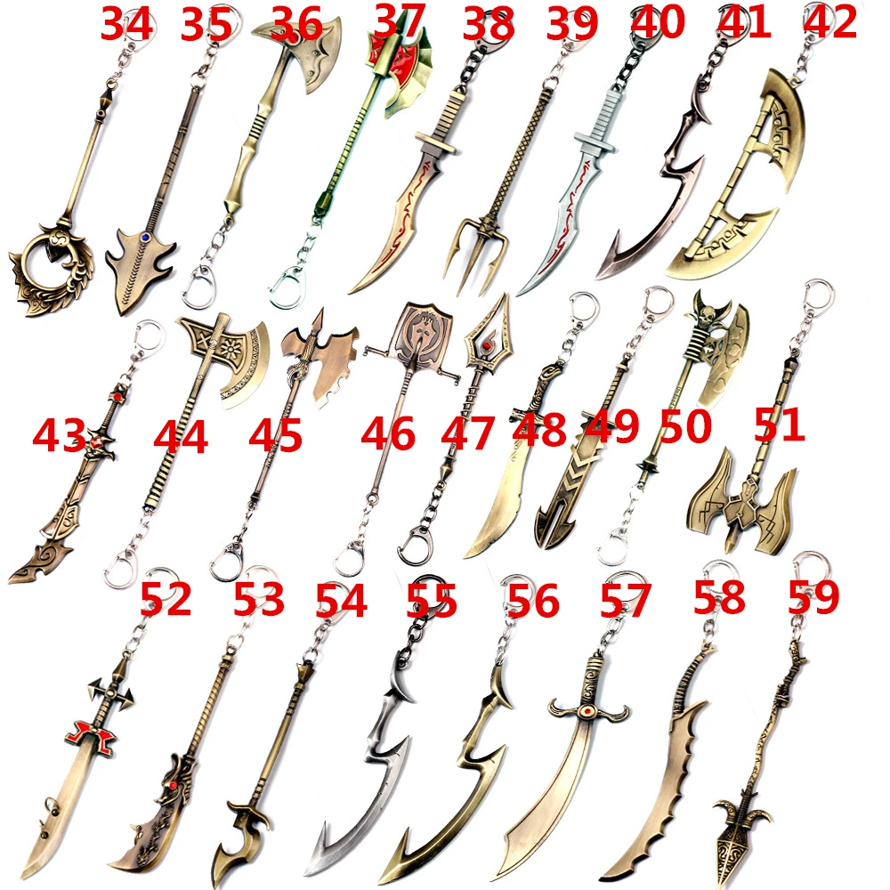 59 Types Hero Alliance 12cm Keychain League Of Legend Weapons Model Key ...