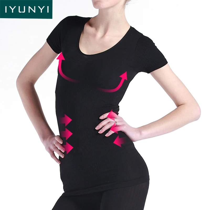IYUNYI Women Body Shapers Slimming T Shirt Fat Burning Women Fitness ...