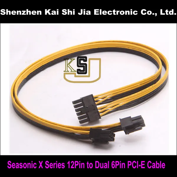 24 "12Pin PSU a Dual 6Pin PCI E tarjeta gráfica Modular Cable de ...